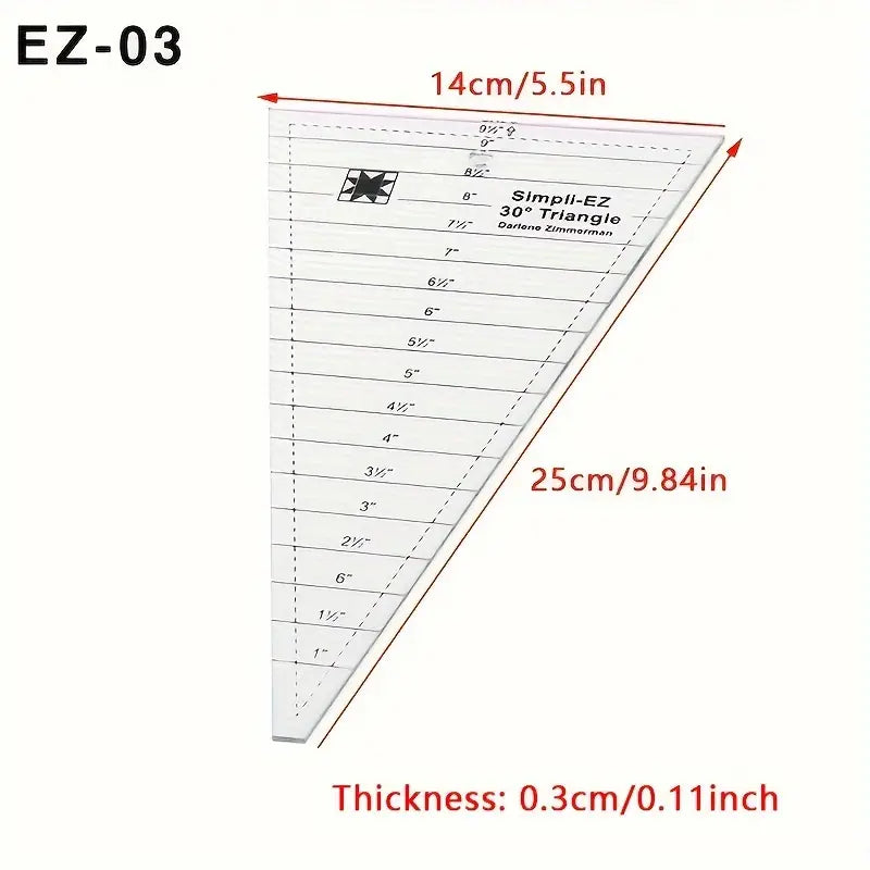 1pc Acrylic Sewing Ruler New Multi-functional Triangle Ruler Cutting ...
